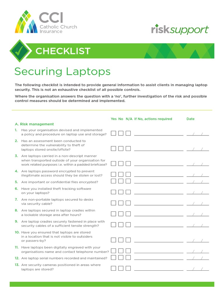Securing Laptops Checklist | PDF | Laptop | Information Governance