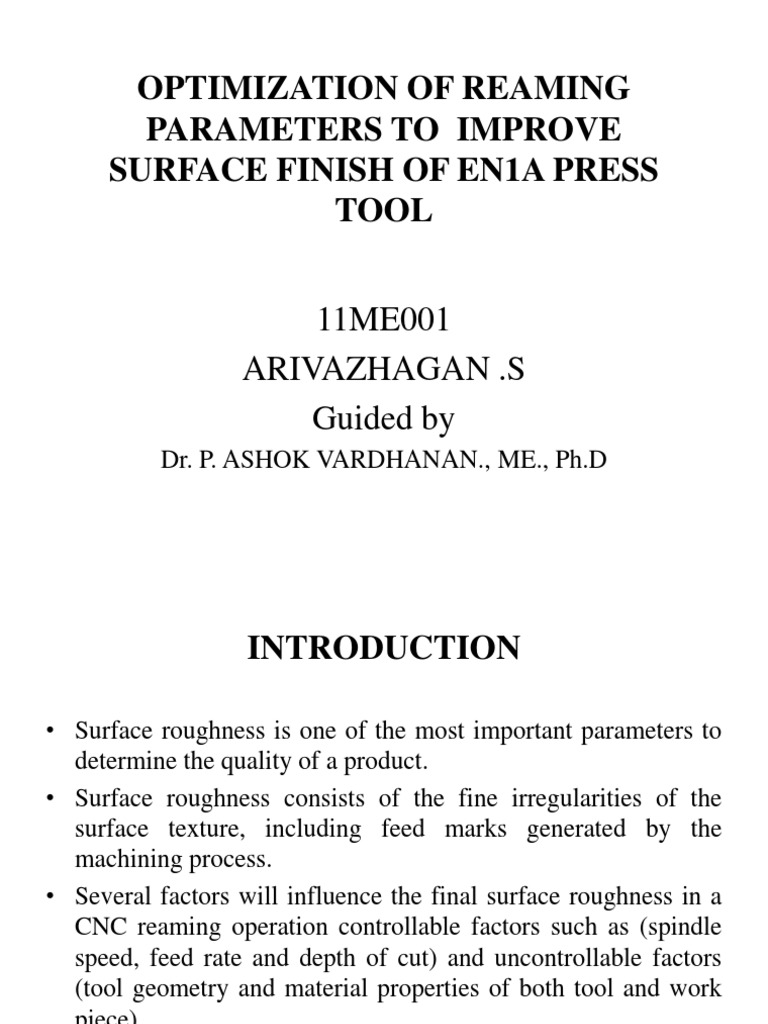 Optimization of Reaming Parameters Using Response Surface Methodology and Particle Swarm ...