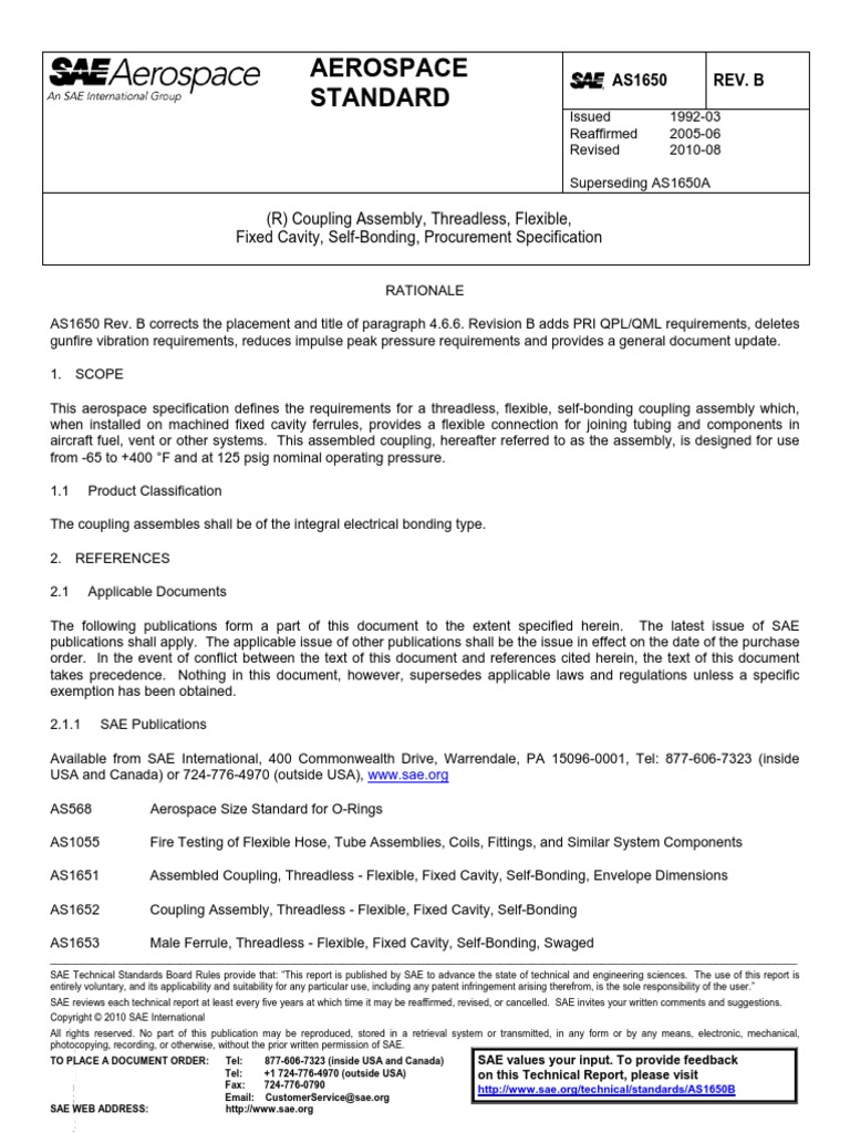 Sae As1650b-2010 | PDF | Resonance | Specification (Technical Standard)