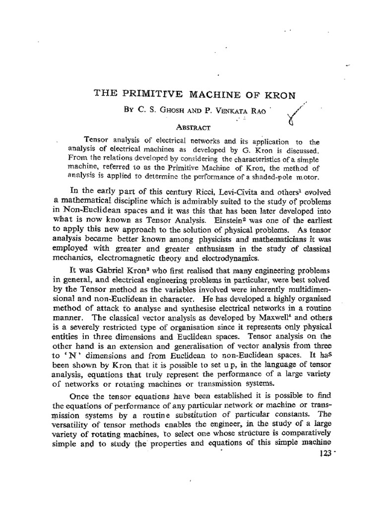The Primitrve Machine of Kron: by C. S. P | PDF | Electrical ...