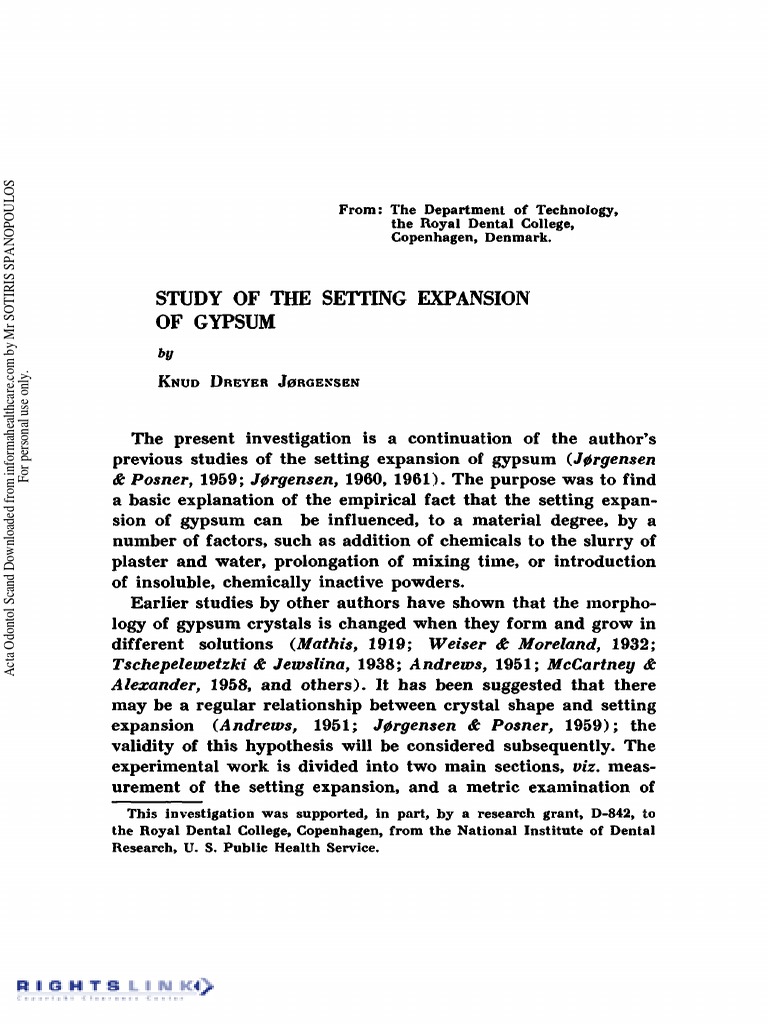 Study of The Setting Expansion of Gypsum | PDF | Adsorption | Area