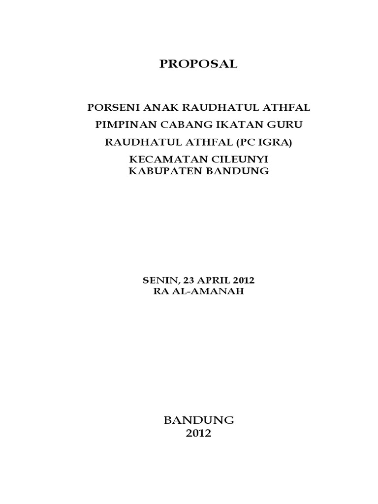 Proposal Porseni Ra 2012 | PDF