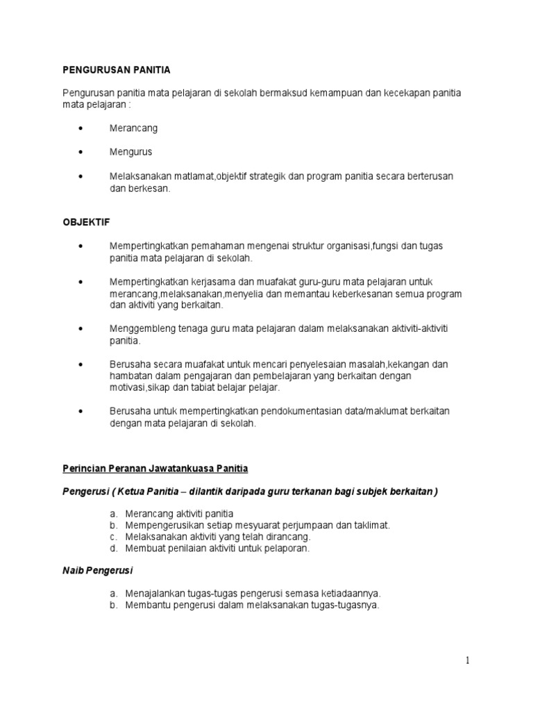 Pengurusan Panitia Dan Fail Panitia | PDF