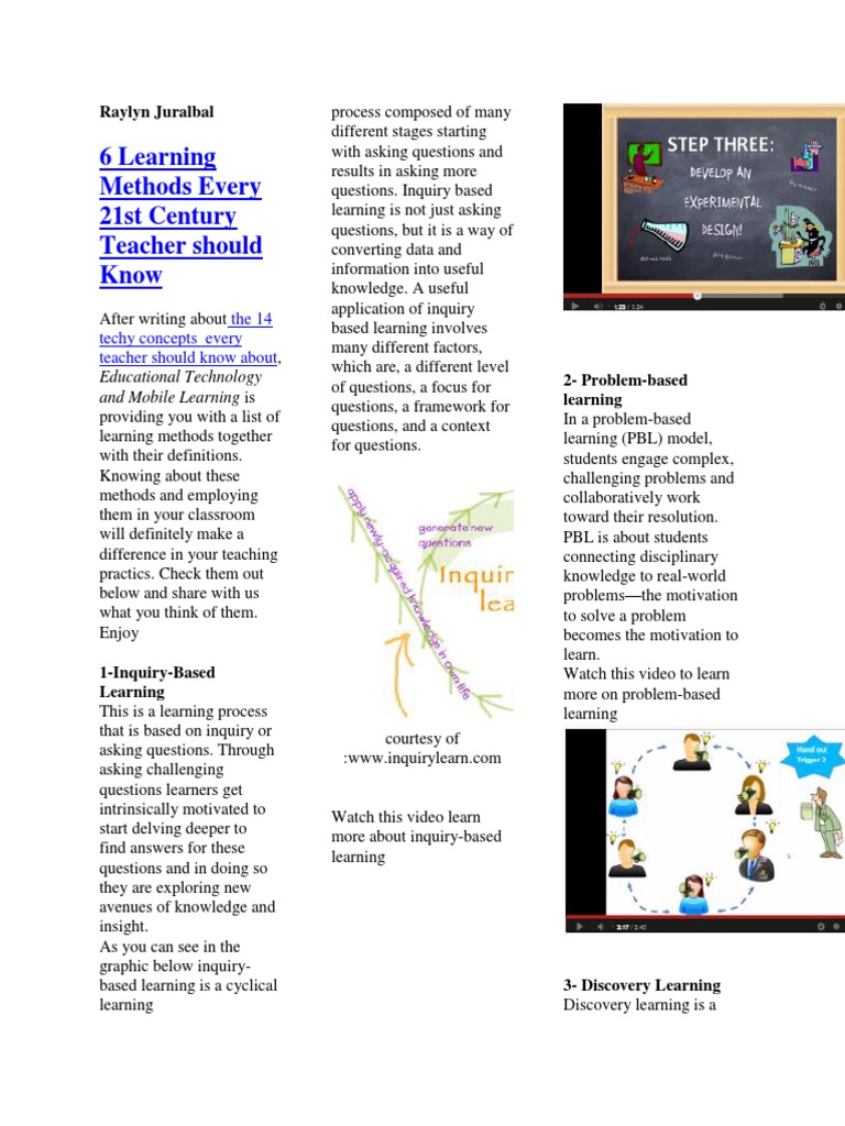 6 Learning Methods Every 21st Century Teacher Should Know | PDF ...