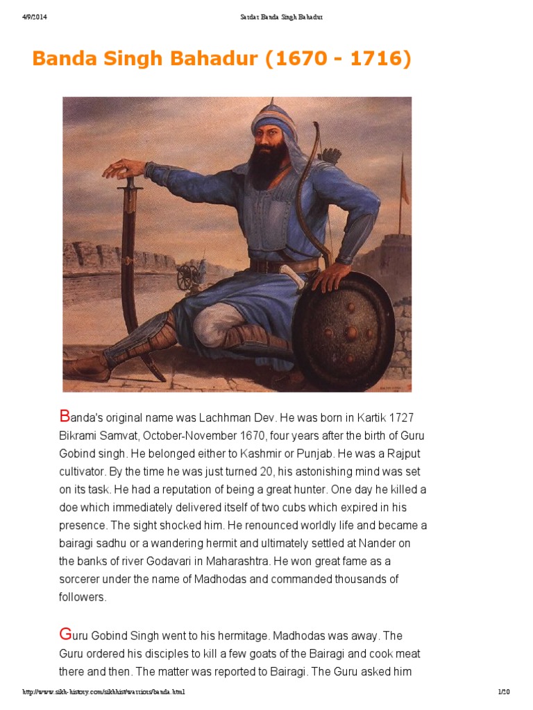 The Rise of Banda Singh Bahadur: Recounting Banda's Journey from ...