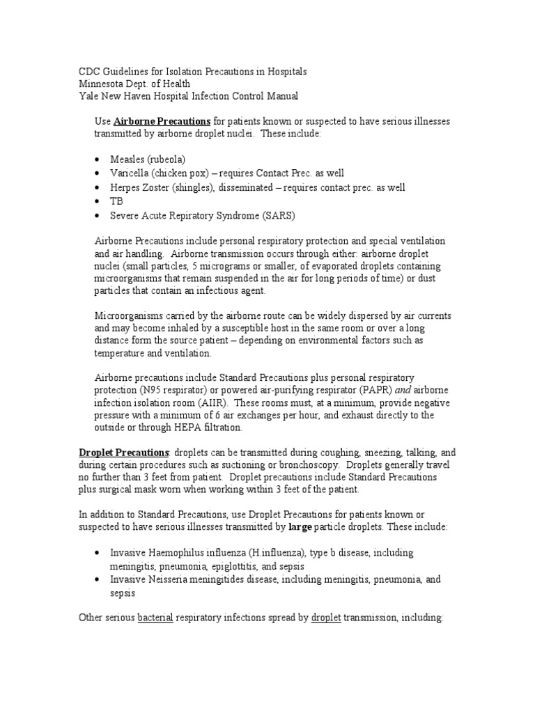 CDC Guidelines For Isolation Precautions in Hospitals | PDF | Infection ...