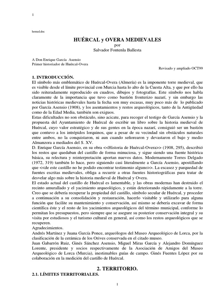 Historia medieval de Huércal-Overa | PDF | Castillo | Arqueología