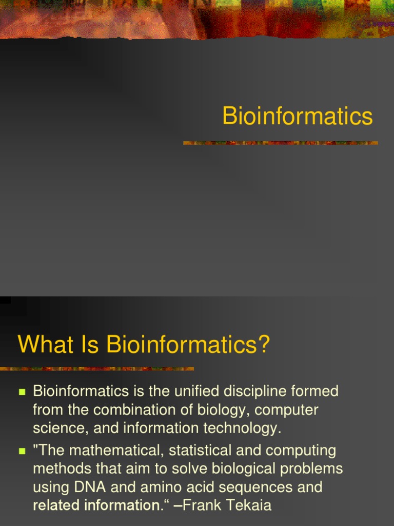 An Introduction On Bioinformatics | PDF | Protein Folding | Bioinformatics