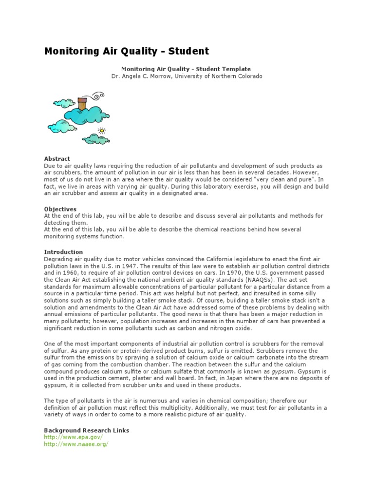 Monitoring Air Quality - Student | PDF | Sulfur | Air Pollution