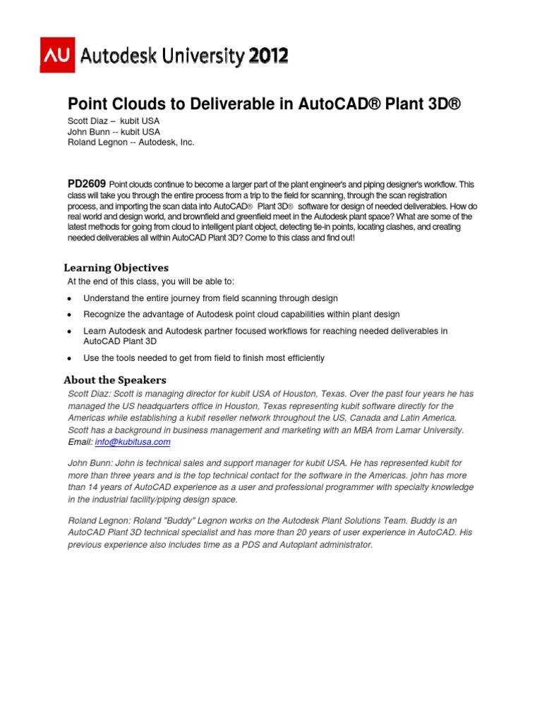 Point Clouds To Deliverable in AutoCAD Plant 3D | PDF | Image Scanner ...