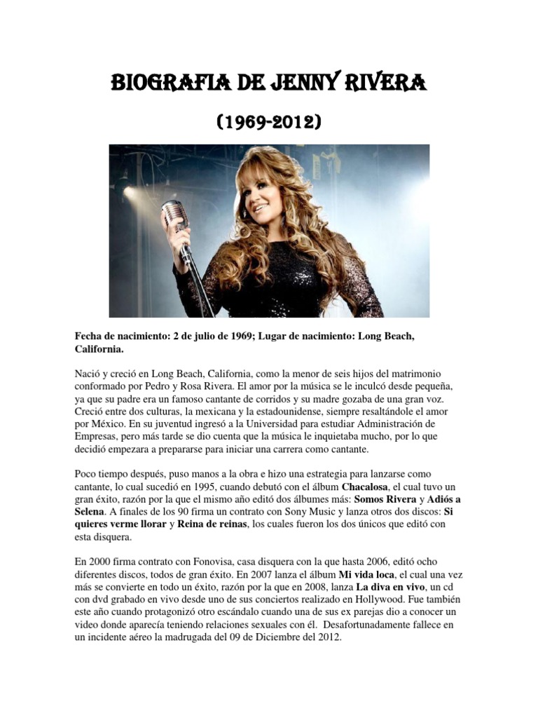 Biografia de Jenny Rivera | PDF