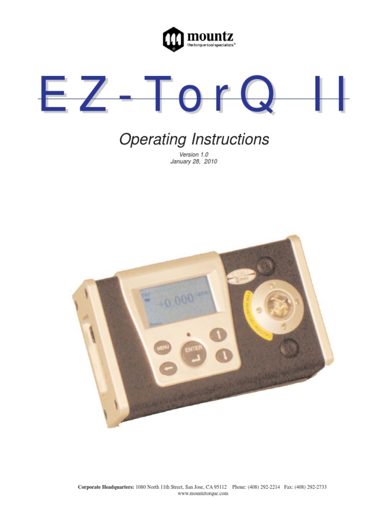 EZ-TorQ II Operation Manual | PDF | Battery Charger | Personal Computers