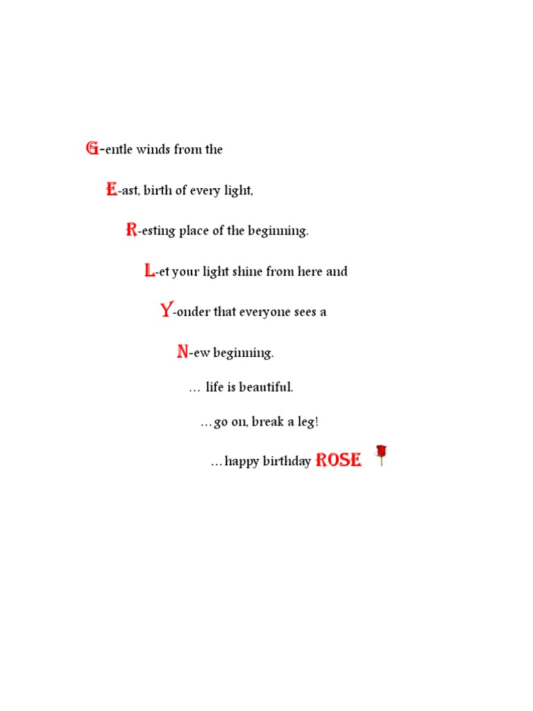 Poetic Birthday Message for Rose | PDF | Language Arts & Discipline ...