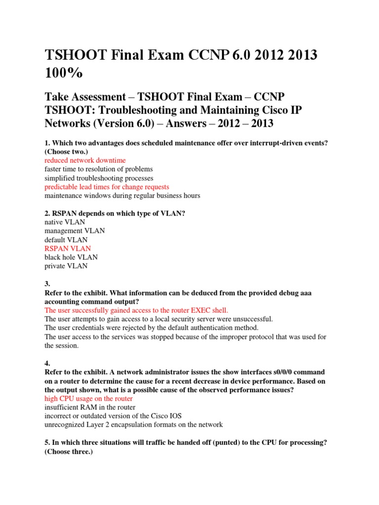 Tshoot Final Exam CCNP | PDF | Ip Address | Computer Network