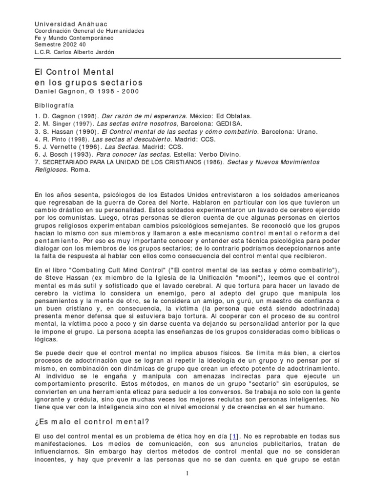 Mind Control | PDF | Secta | Control mental