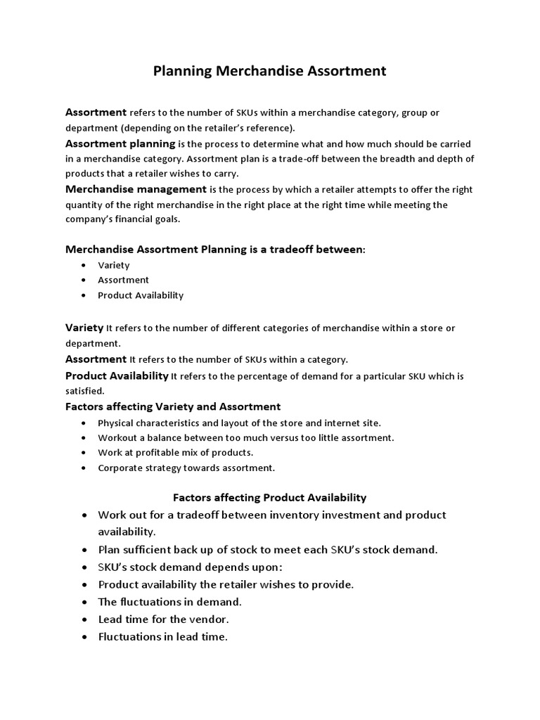 Product Assortment Strategies: Written Report | Download Free PDF ...
