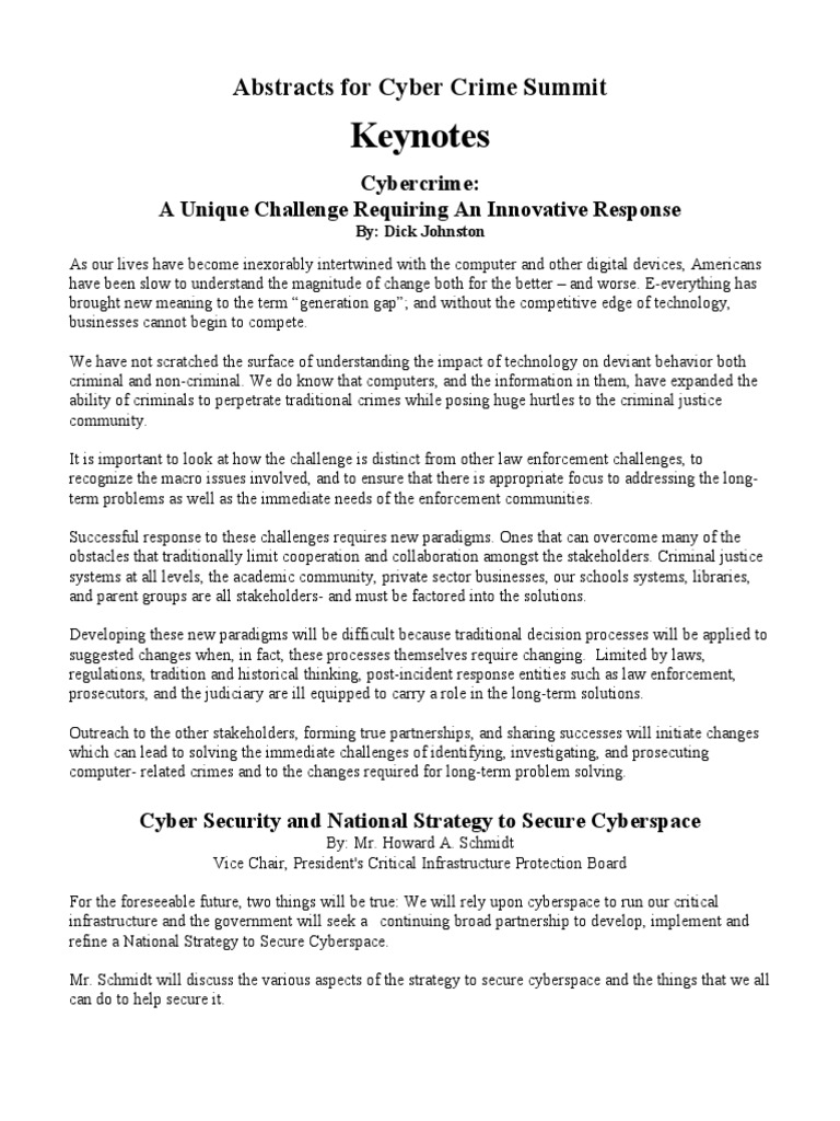 Abstracts For Cyber Crime Summit | PDF | Computer Security | Security