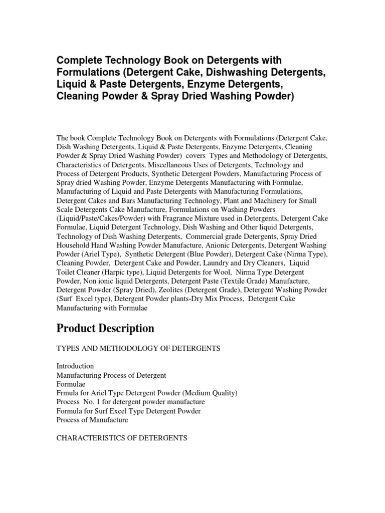 Detergents Formulation Handbook | PDF | Detergent | Chemistry