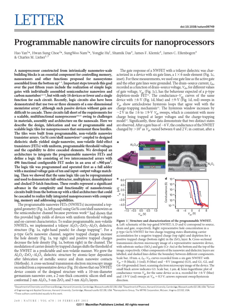 5-Nanowire Logic Circuit | PDF | Nanowire | Field Effect Transistor