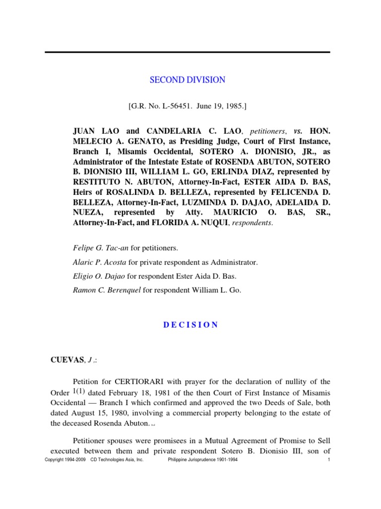 11 - Lao vs. Genato | PDF | Deed | Consideration