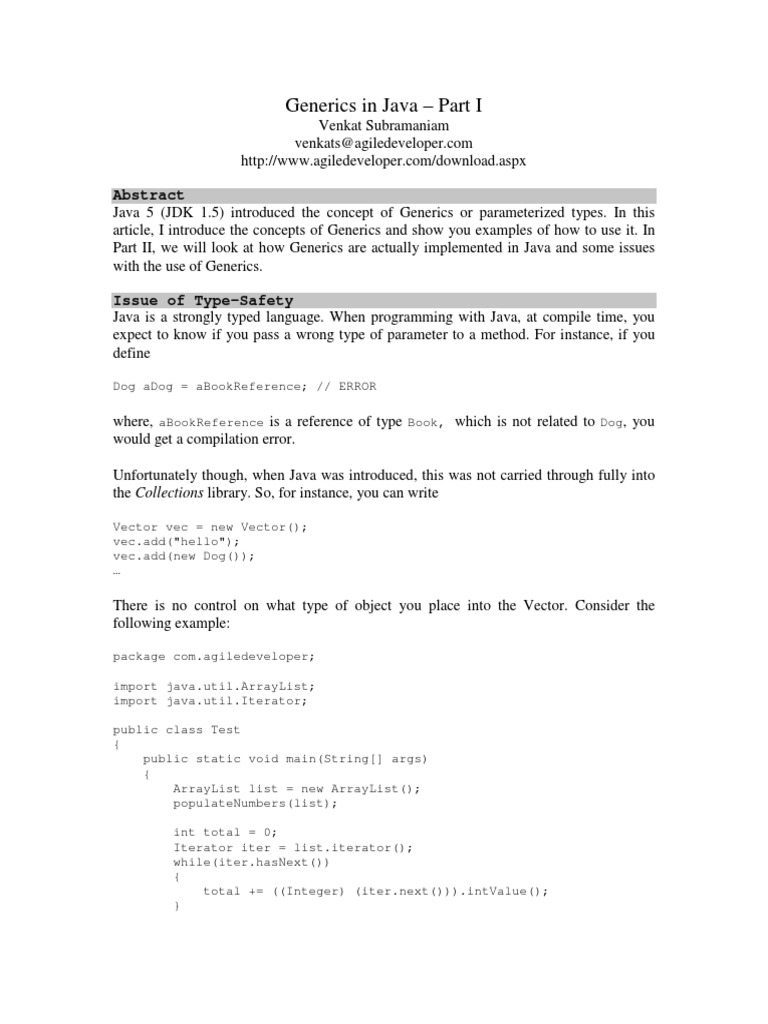 Generics in Java | PDF | Class (Computer Programming) | Java ... Generics in Java | PDF | Class (Computer Programming) | Java ...