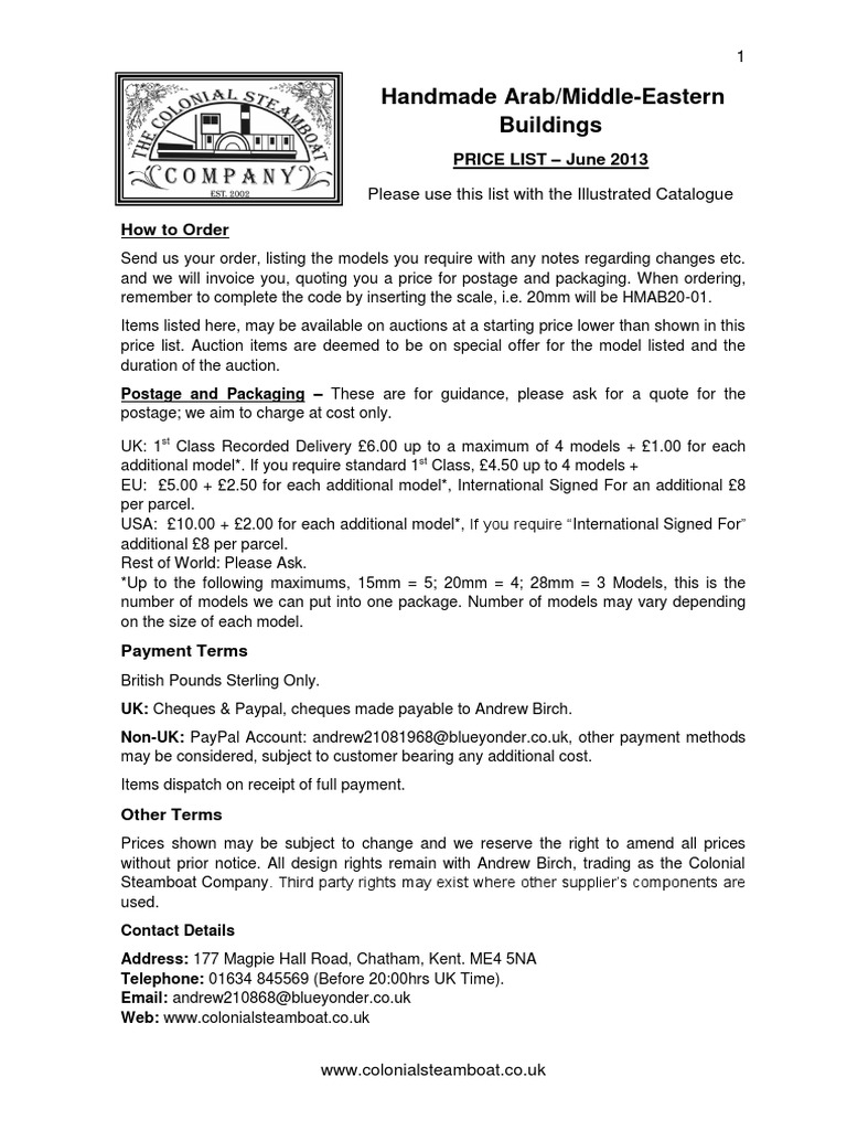 Handmade Arab Price List June 2013 | PDF | Pound Sterling | Mail