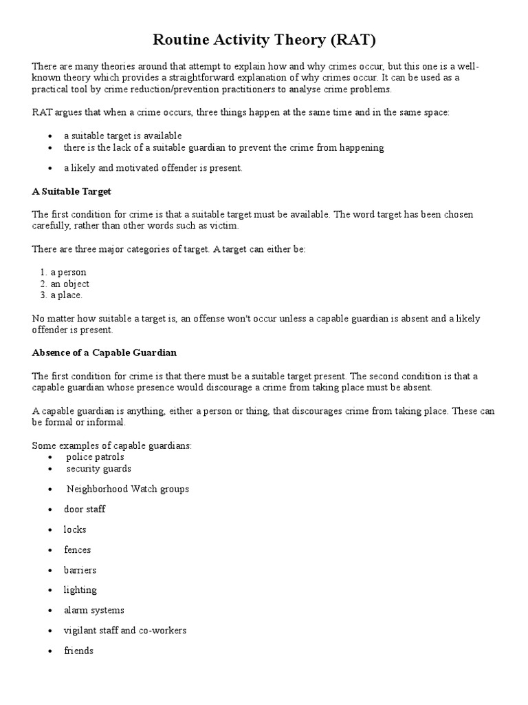 Routine Activity Theory | PDF | Crime & Violence | Crime Thriller