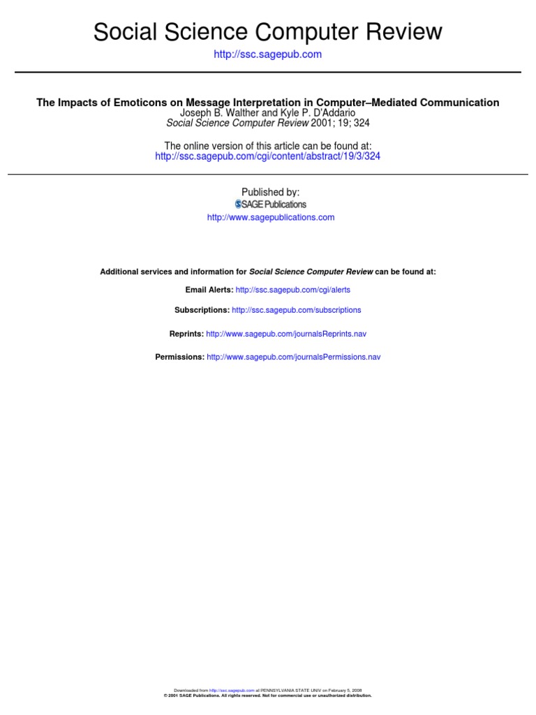 The Impact of The Emoticons Walter and D'addario | PDF | Nonverbal ...