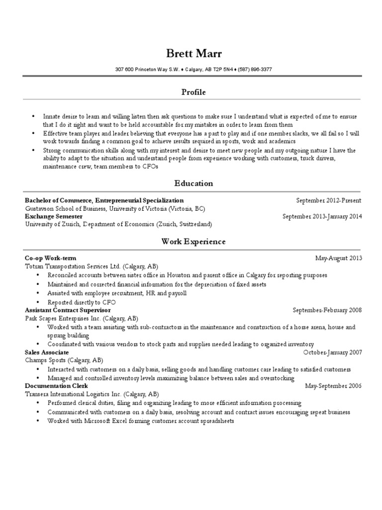 Brett Marr Resume | PDF | Business | Economies