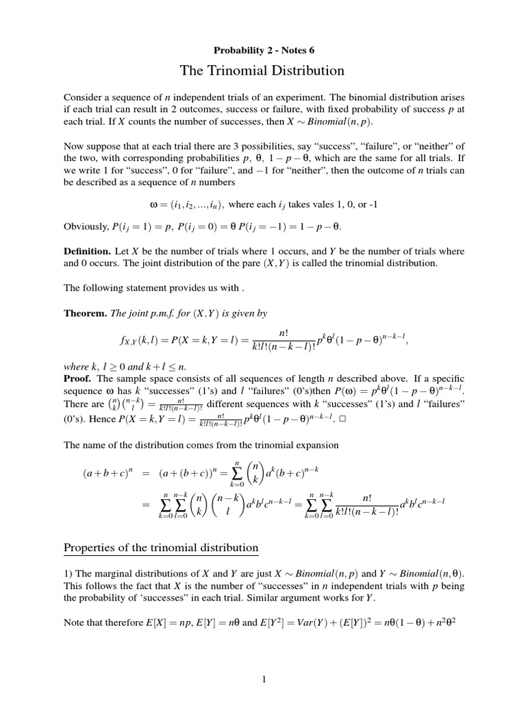 Trinomial Distribution | PDF | Statistical Theory | Probability