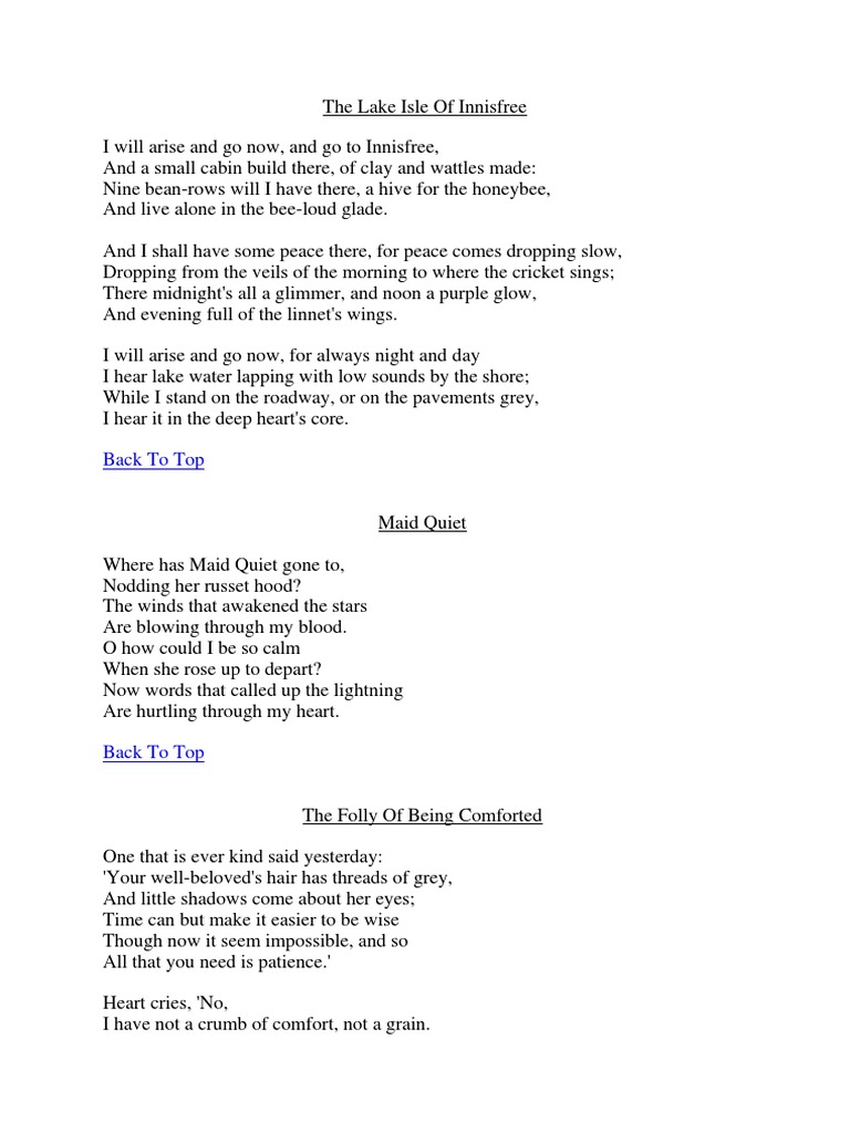 An Exploration of William Butler Yeats' Poetry | PDF