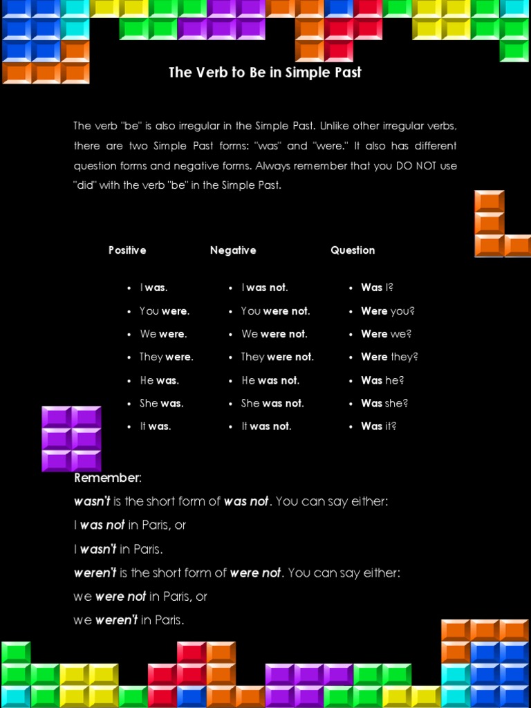 Verb To Be in Simple Past | PDF
