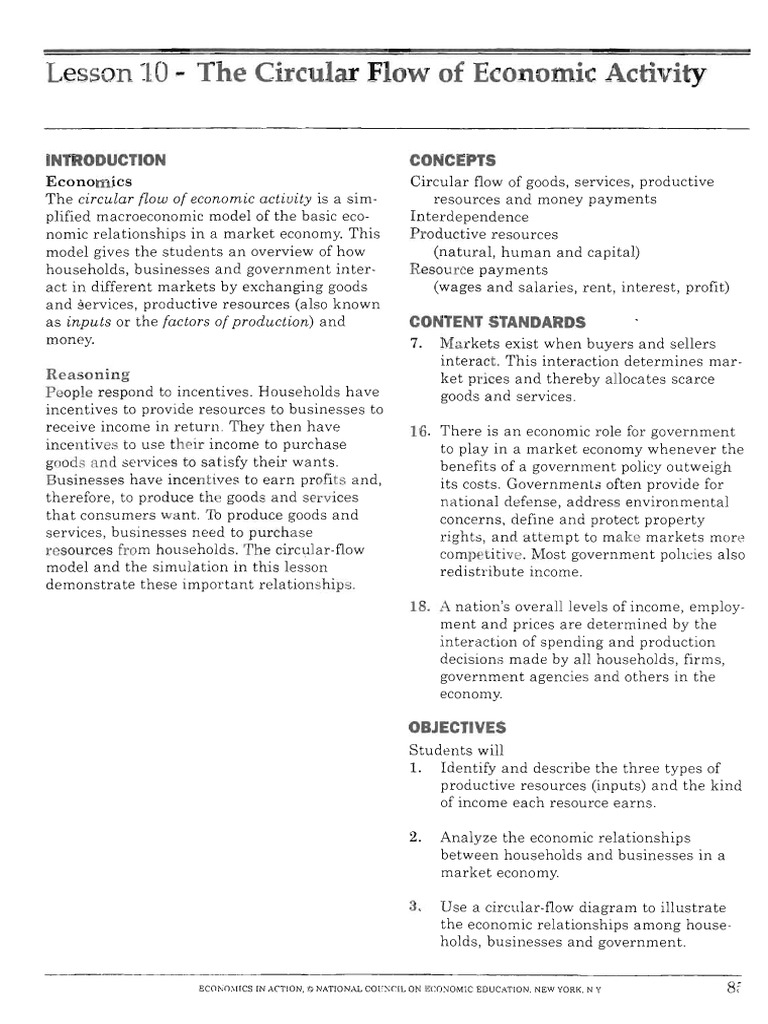 Circular Flow Lesson | PDF | Economics | Resource