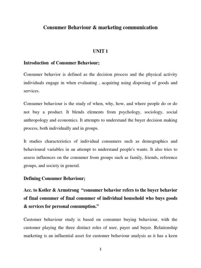 Consumer Behaviour & Marketing Communication | PDF | Marketing Communications | Consumer Behaviour