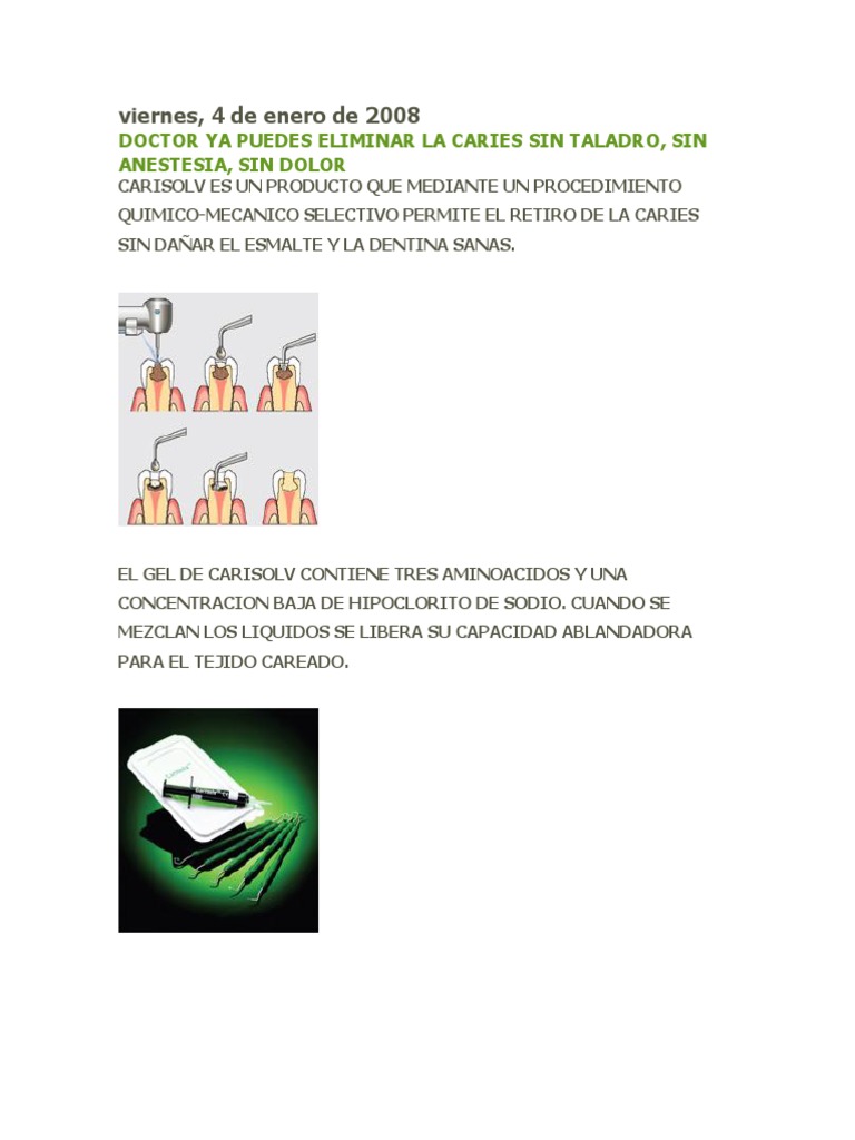 Carisolv: Eliminación de caries sin dolor | PDF