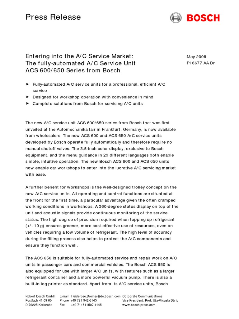 Fully-Automated A/C Service Units for Workshops: Introducing the Bosch ...