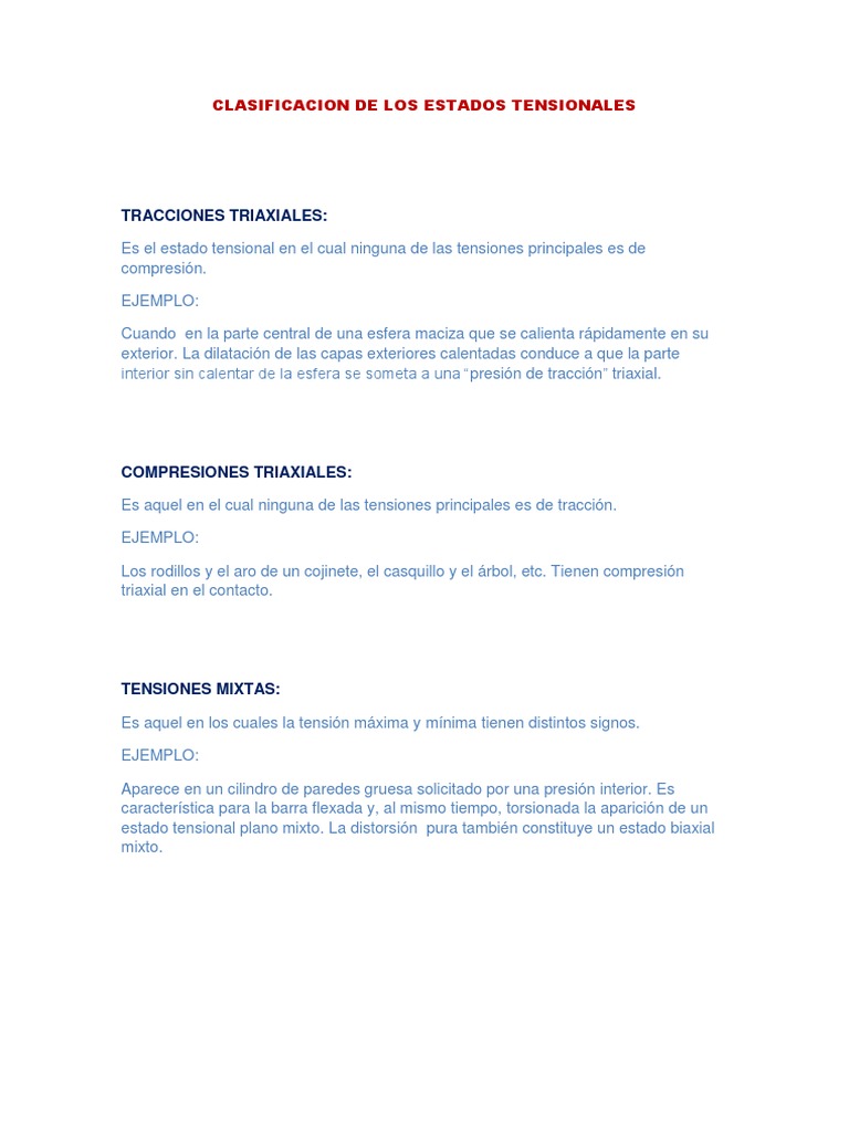 Clasificacion de Los Estados Tensionales | PDF