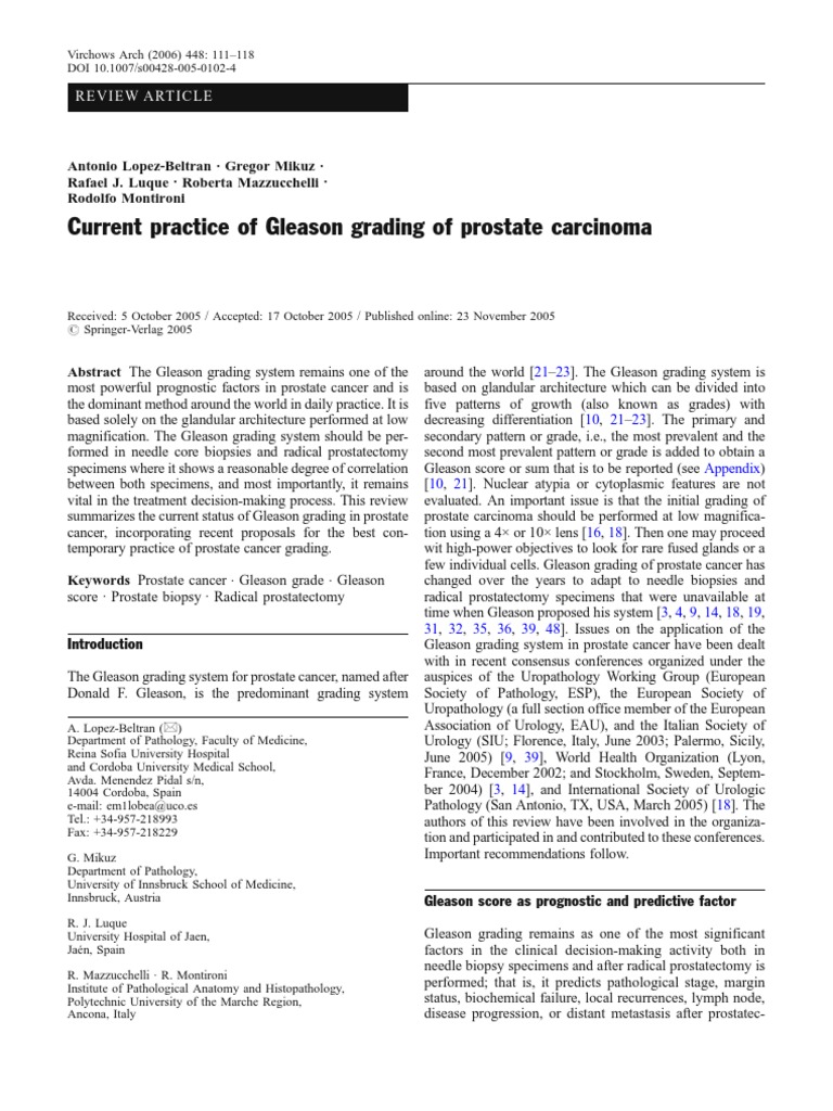 Current Practice of Gleason Grading of Prostate Carcinoma ...
