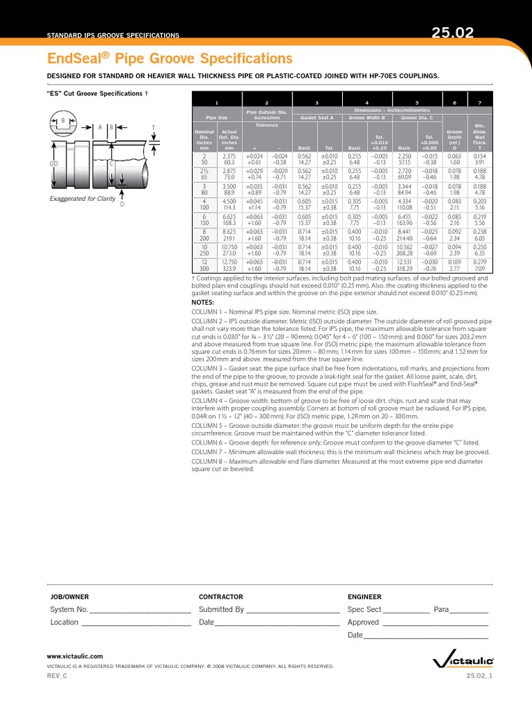 Endseal Pipe Groove Specifications | PDF | Engineering Tolerance | Pipe ...