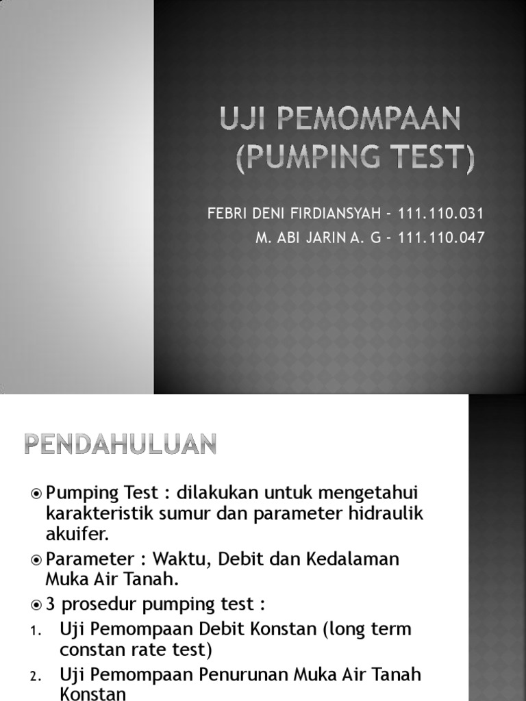 Uji Pemompaan (Pumping Test) | PDF