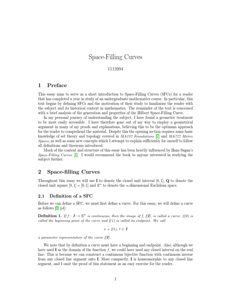 Space-Filling Curves | PDF | Manifold | Differentiable Manifold