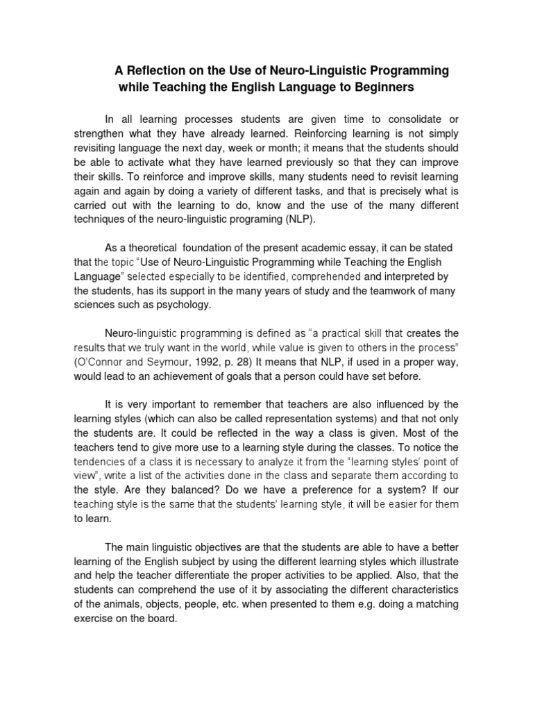 A Reflection On The Use of Neuro | PDF | Learning Styles | Neuro ...
