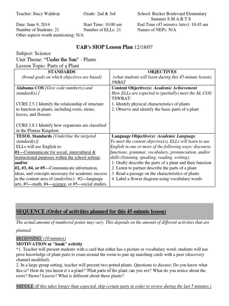 Parts of A Plant | PDF | Vocabulary | Educational Assessment