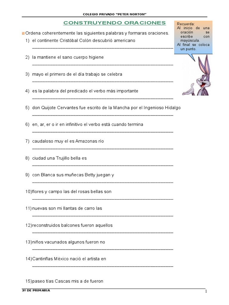 Construyendo Oraciones: Colegio Privado "Peter Norton" | PDF | Naturaleza