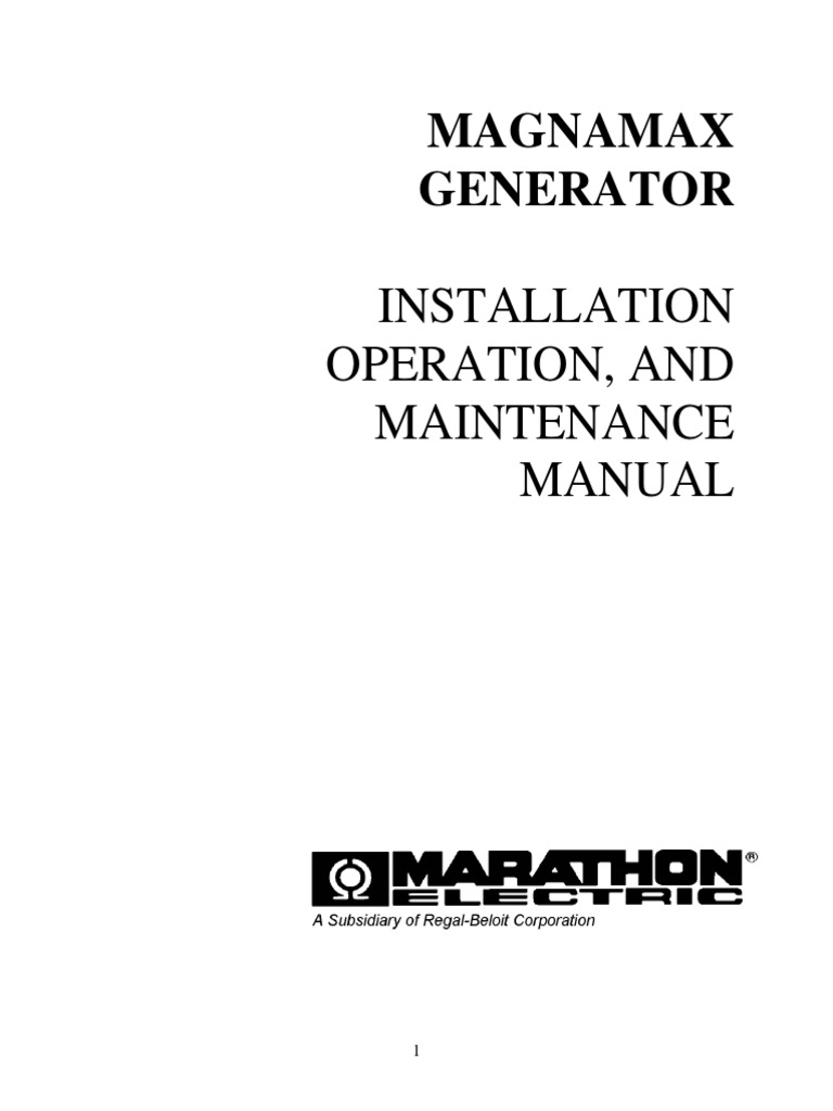Installation Operation, and Maintenance Manual: Magnamax Generator ...