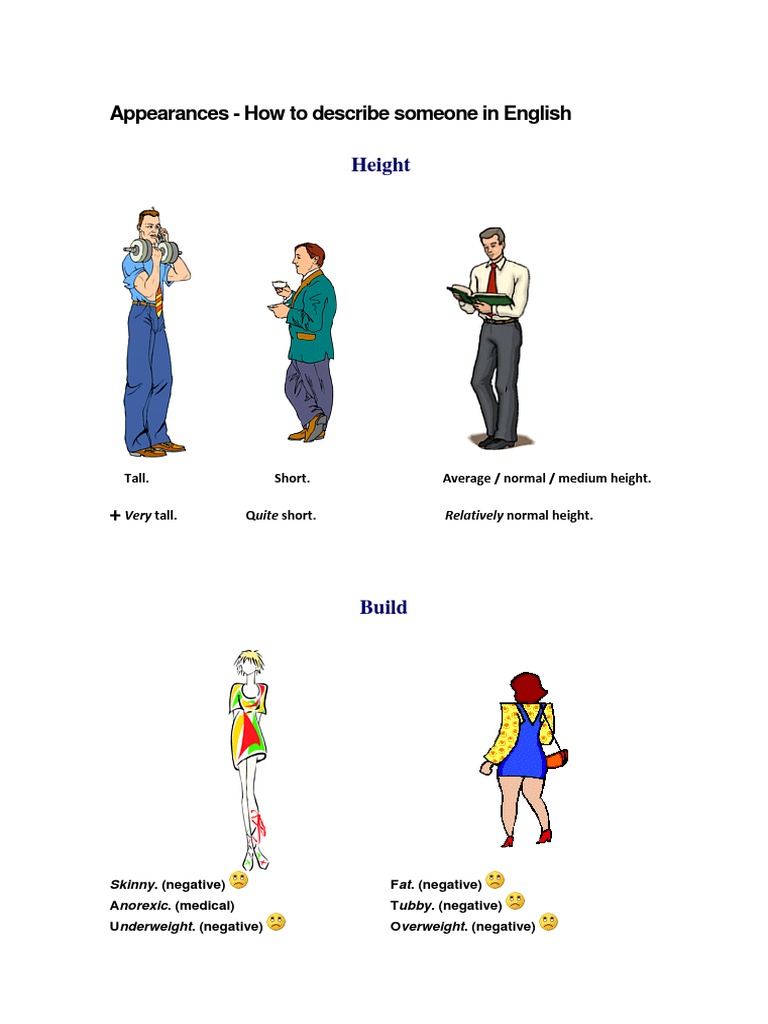 Appearances - How To Describe Someone in English: Height | PDF | Hair ...