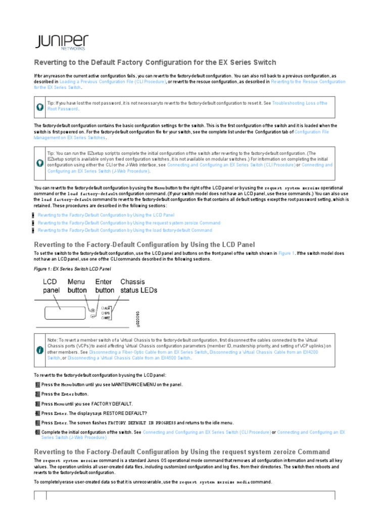 Juniper Ex4200 Factory Reset | PDF | Command Line Interface | Computer Engineering