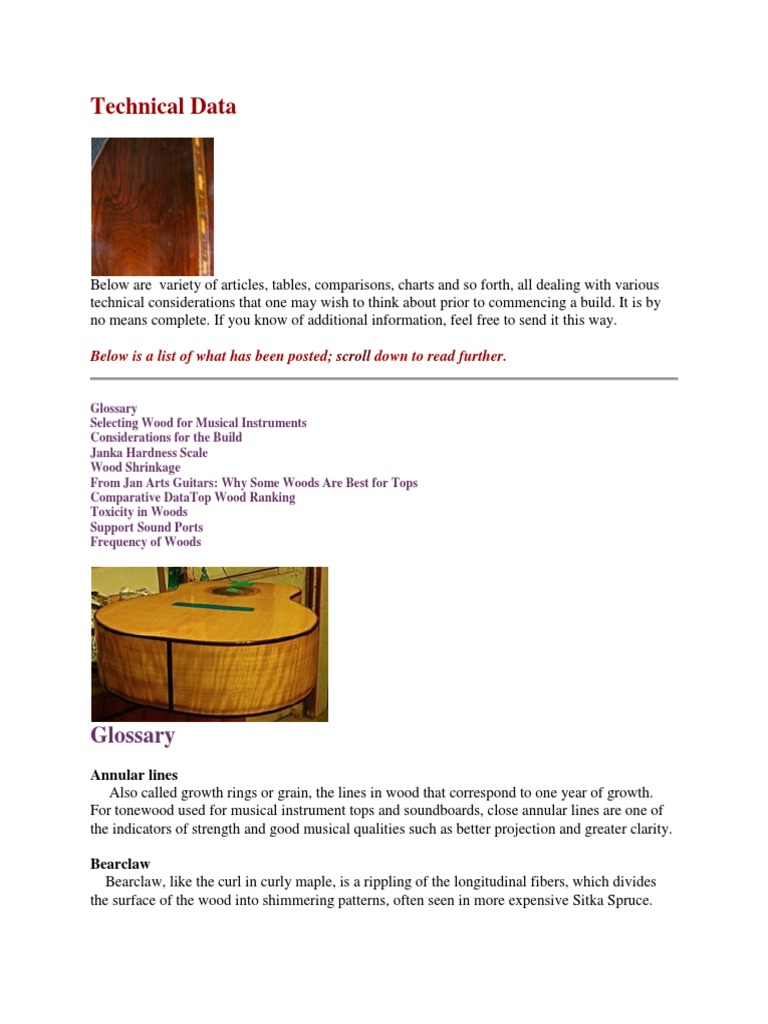 Tonewood Technical Data | PDF | Wood | Trees