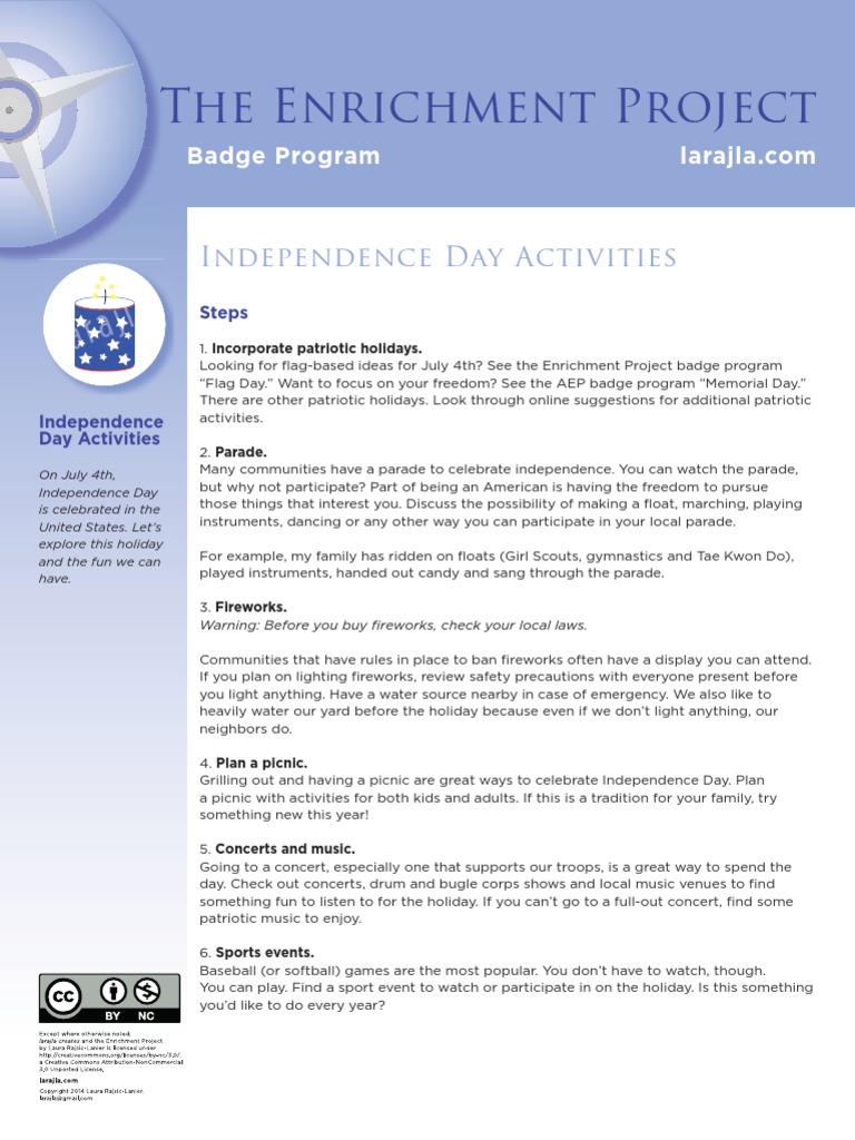 Badge: Independence Day Activities | PDF | Independence Day (United ...
