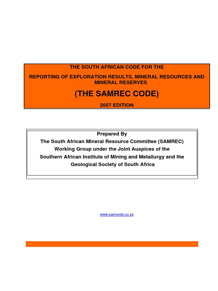 Samrec Code2007 | PDF | Minerals | Mining
